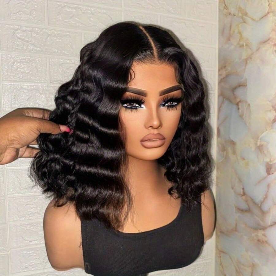 13x4 Bob Human Hair Wig Loose Deep Wave Wig Human Hair Lace Front Wigs ...