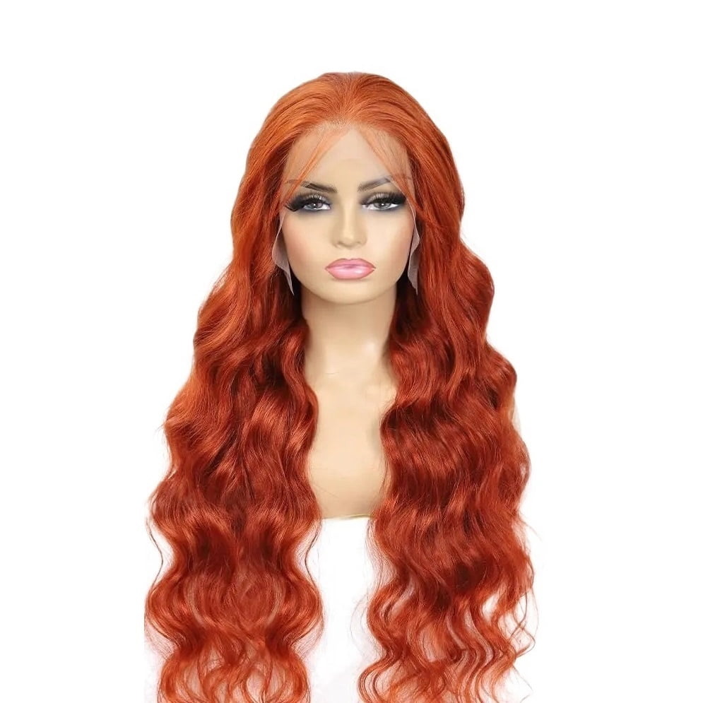 13x4 Ginger Body Wave Human Hair 200 Density HD Transparent Lace ...