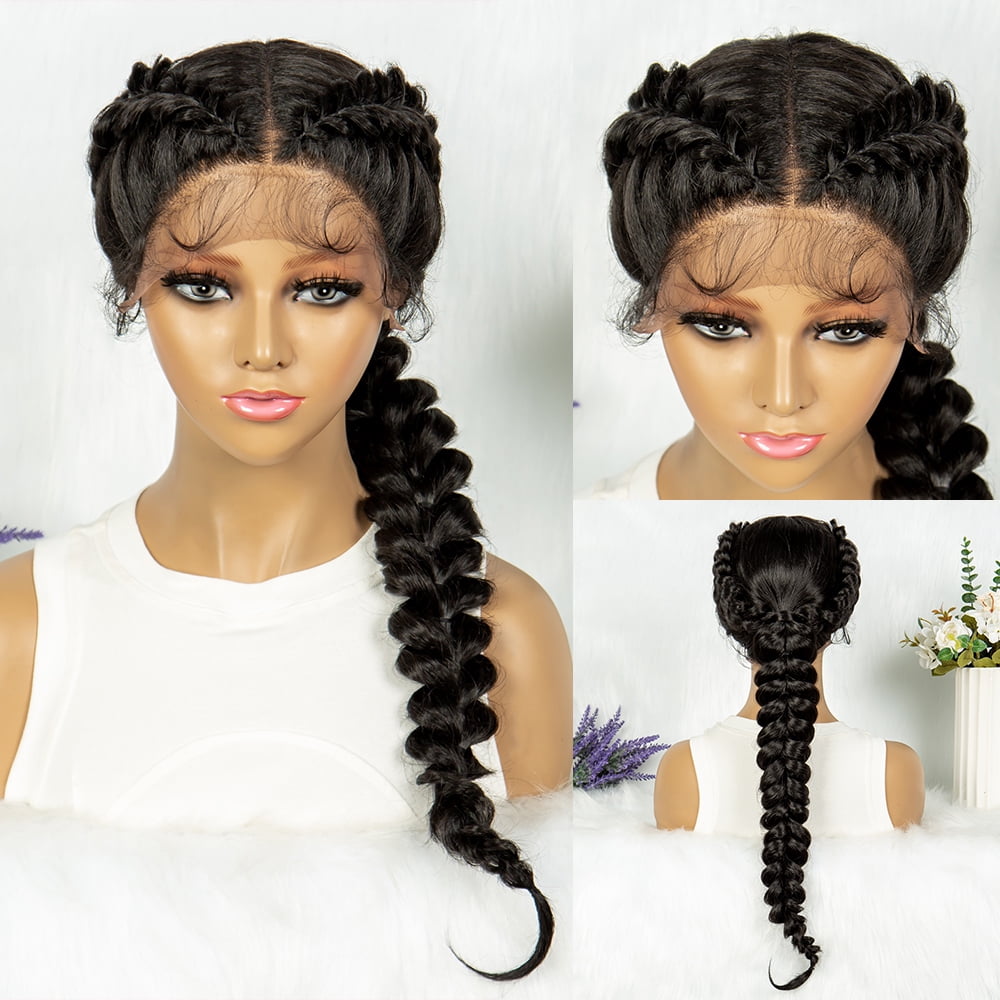13x4 Lace Front Braided Wigs Wig Synthetic Lace Front Wig With Baby ...