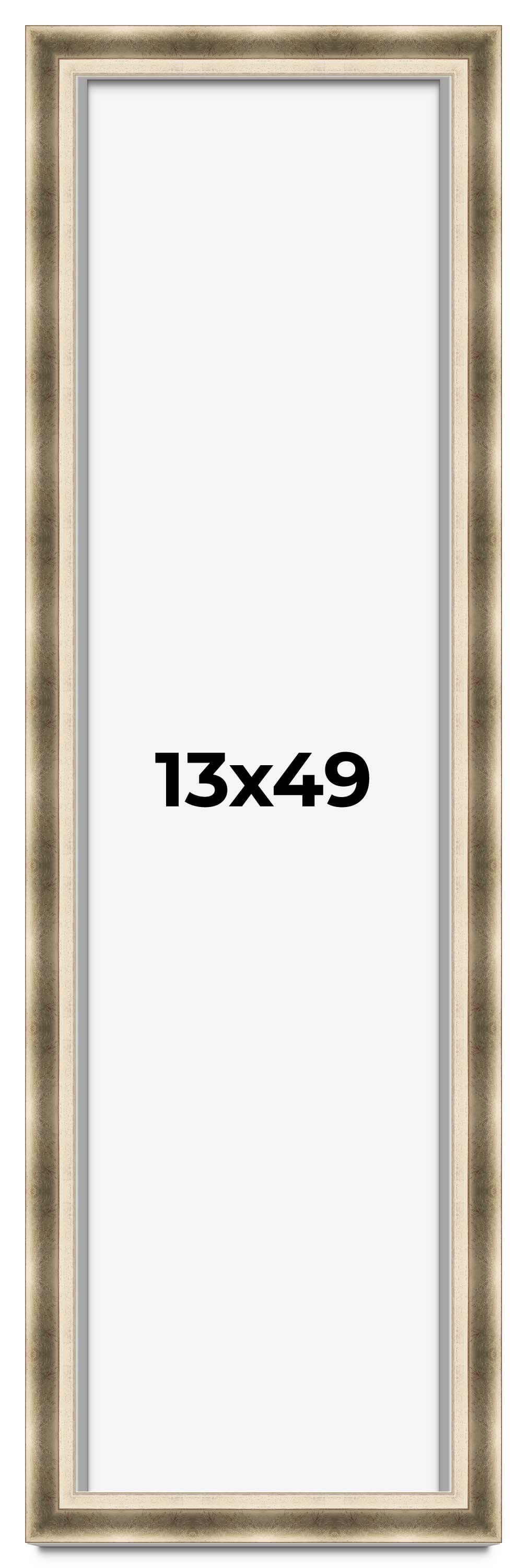 13x49 Shadow Box Frame Silver | 1.75 inches Deep Real Wood Traditional ...