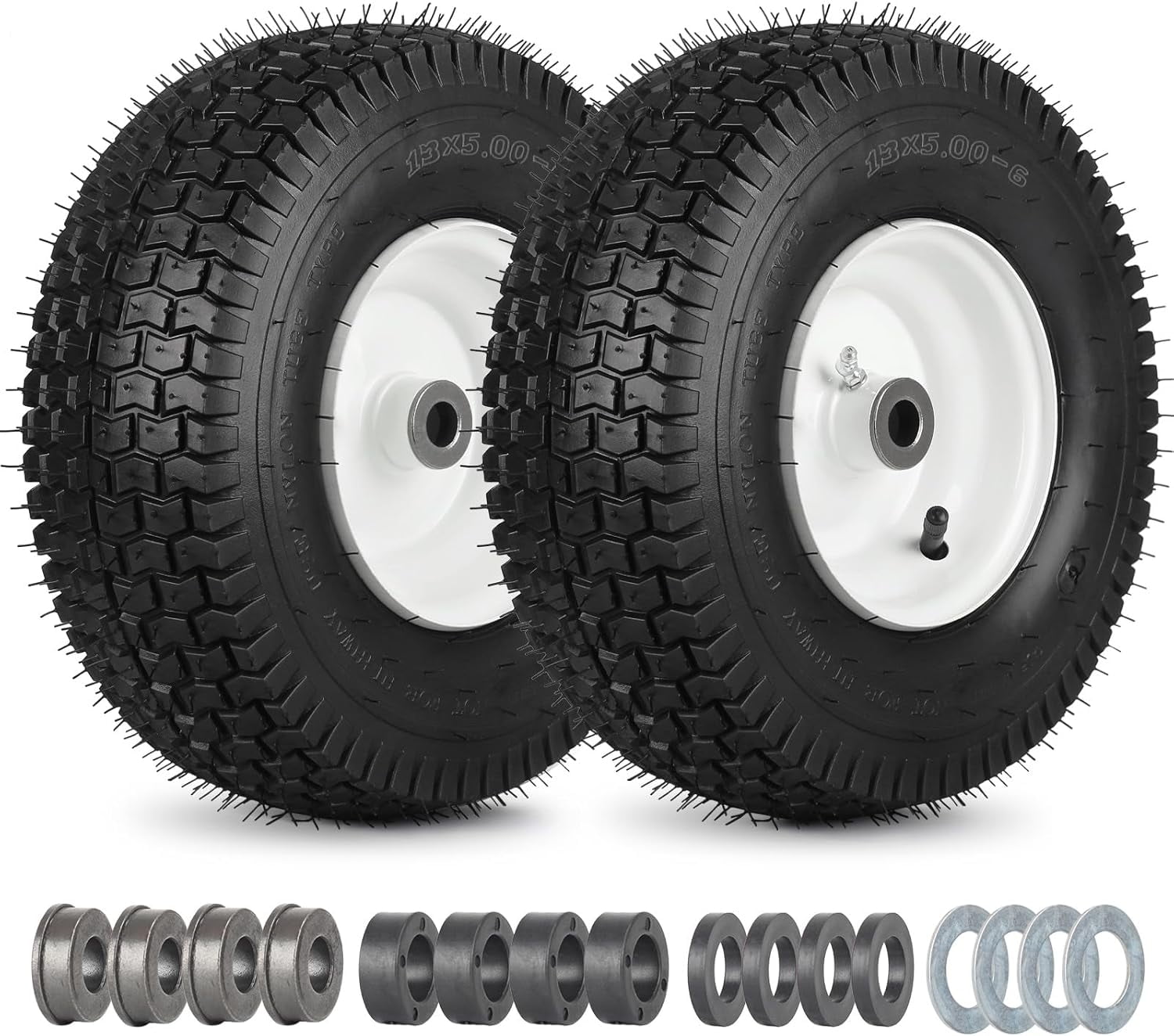 13x5.00-6 Rubber Lawn Mower Tire and Wheel, 2 Pcs Replacement 13x5-6nhs Riding Mowers Lawn ...