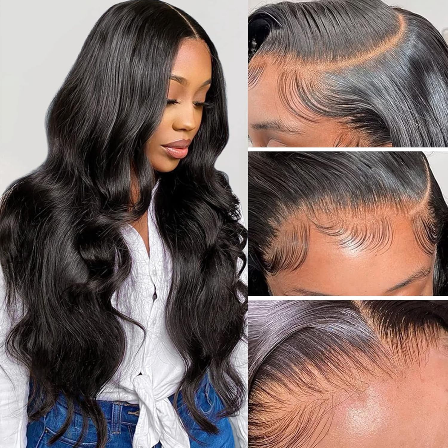 13x6 Body Wave Lace Front Wigs Human Hair Pre Plucked HD Transparent ...