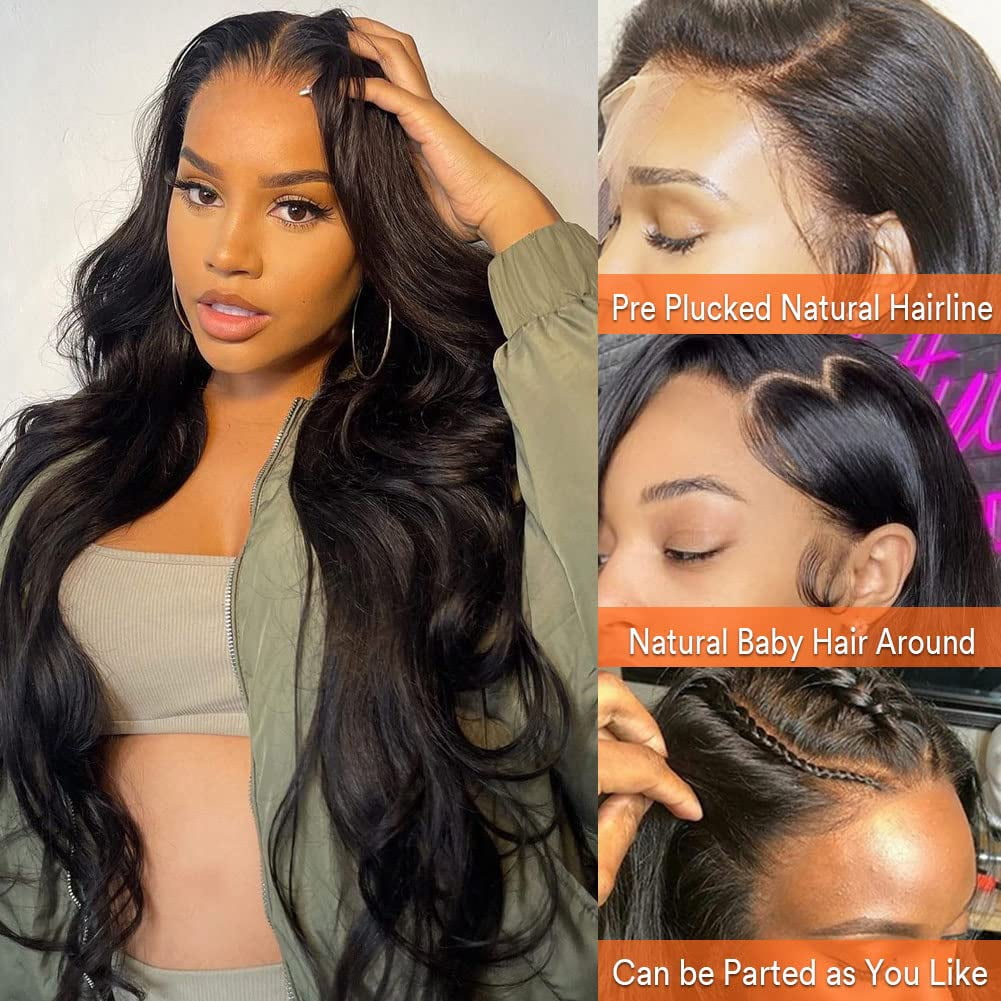 13x6 HD Transparent Body Wave Lace Front Wigs Human Hair Wigs for Black ...