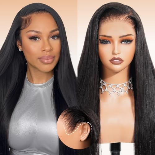 13x6 Lace Glueless Wig Human Hair Pre Plucked Pre Cut Bleached Knots ...