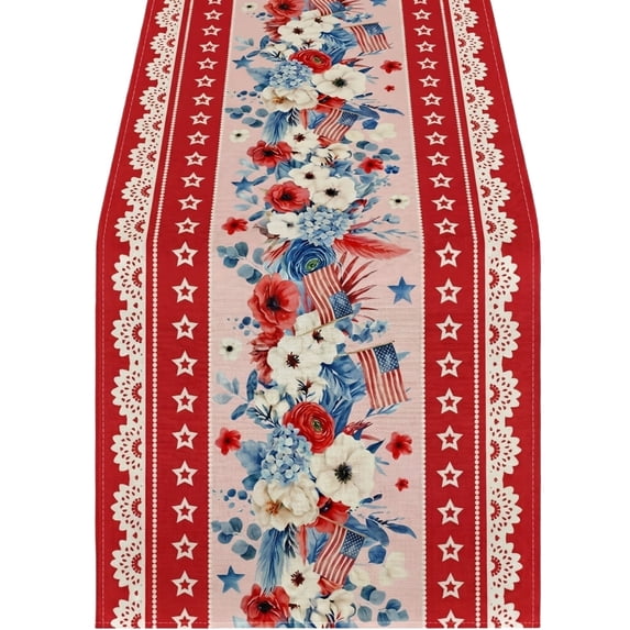 13x72" Red Blue Patriotic Table Runners, 4th of july decorations, Heavy ...