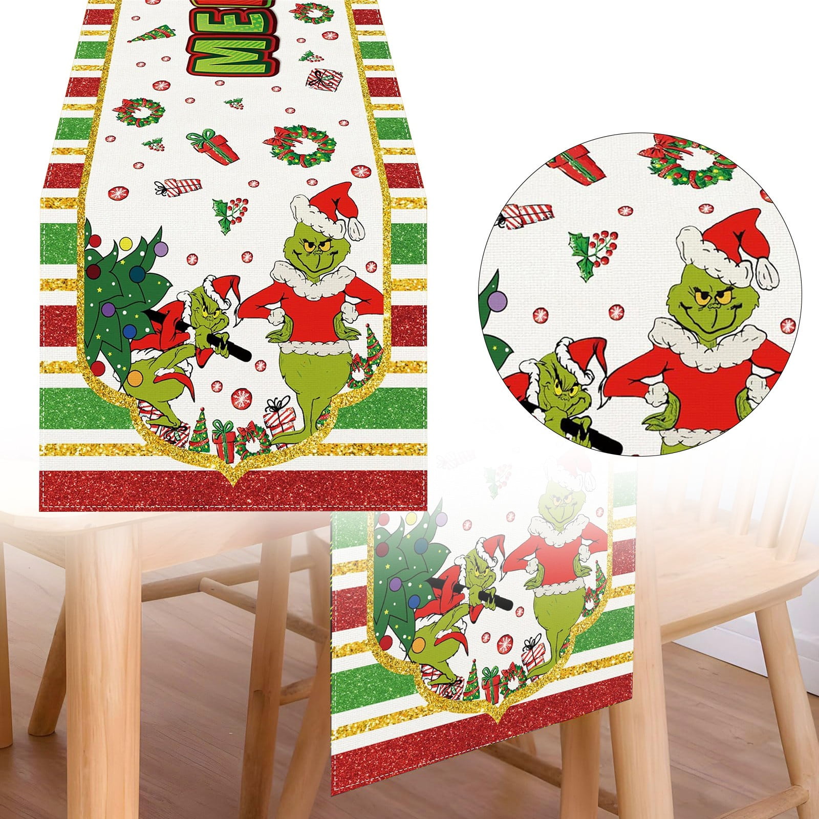 13x72in Festival Queue Celebration Decorative Table Flags Grinch Table ...