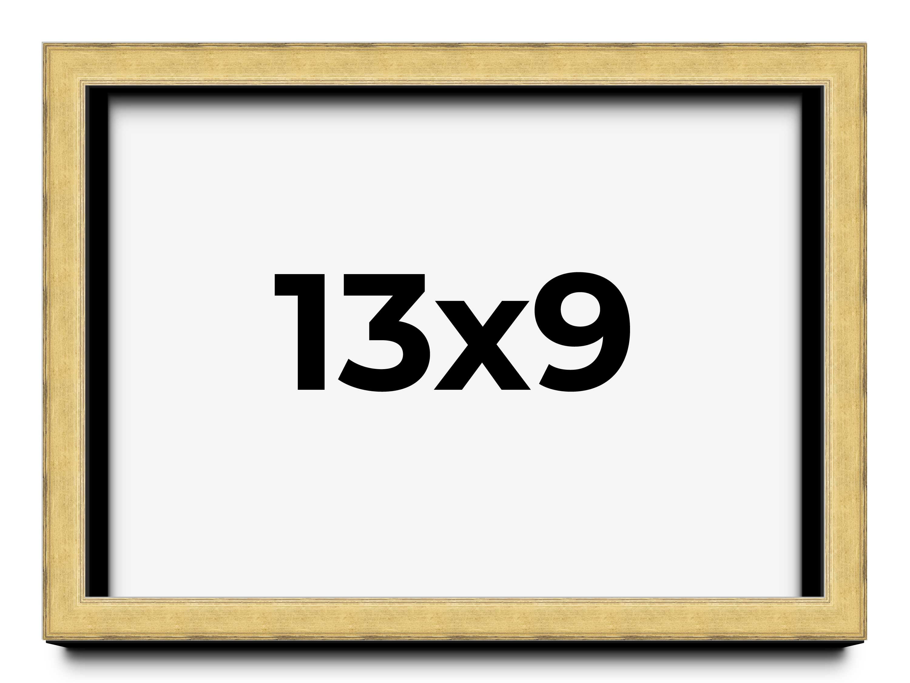 13x9 Shadow Box Frame Gold | 1.375 Inches Deep Real Wood Contemporary ...