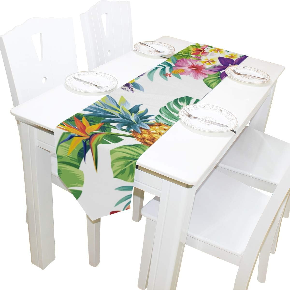 13x90in SKYSONIC Rectangle Cloth Table Runner Palm Leaves Table Cover for Wedding Birthday ...