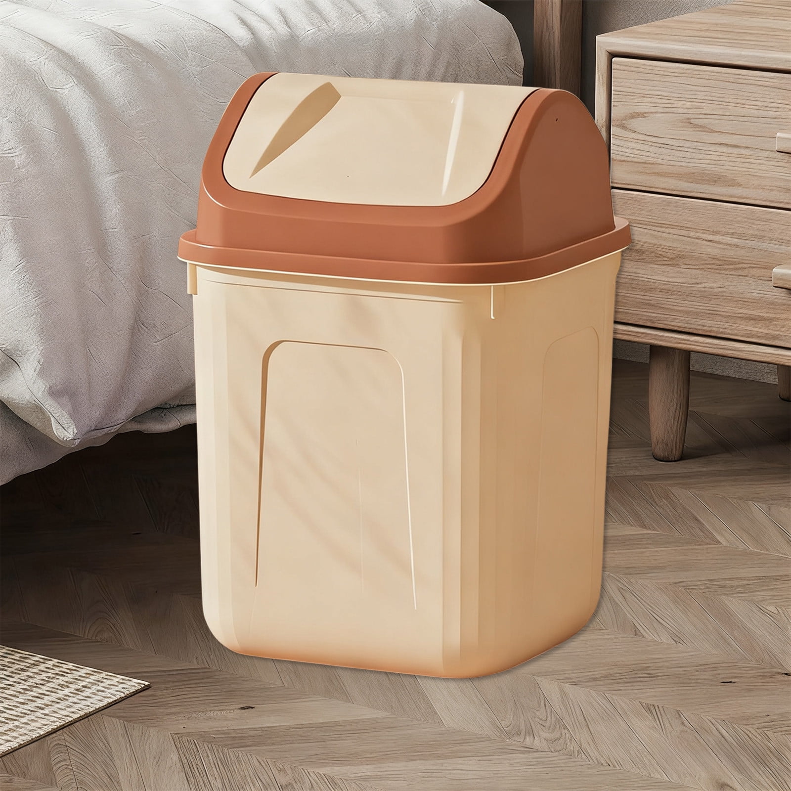 13x9Inch Squares Trash Can With Lid,Kitchen Plastic Trash Can,Office ...