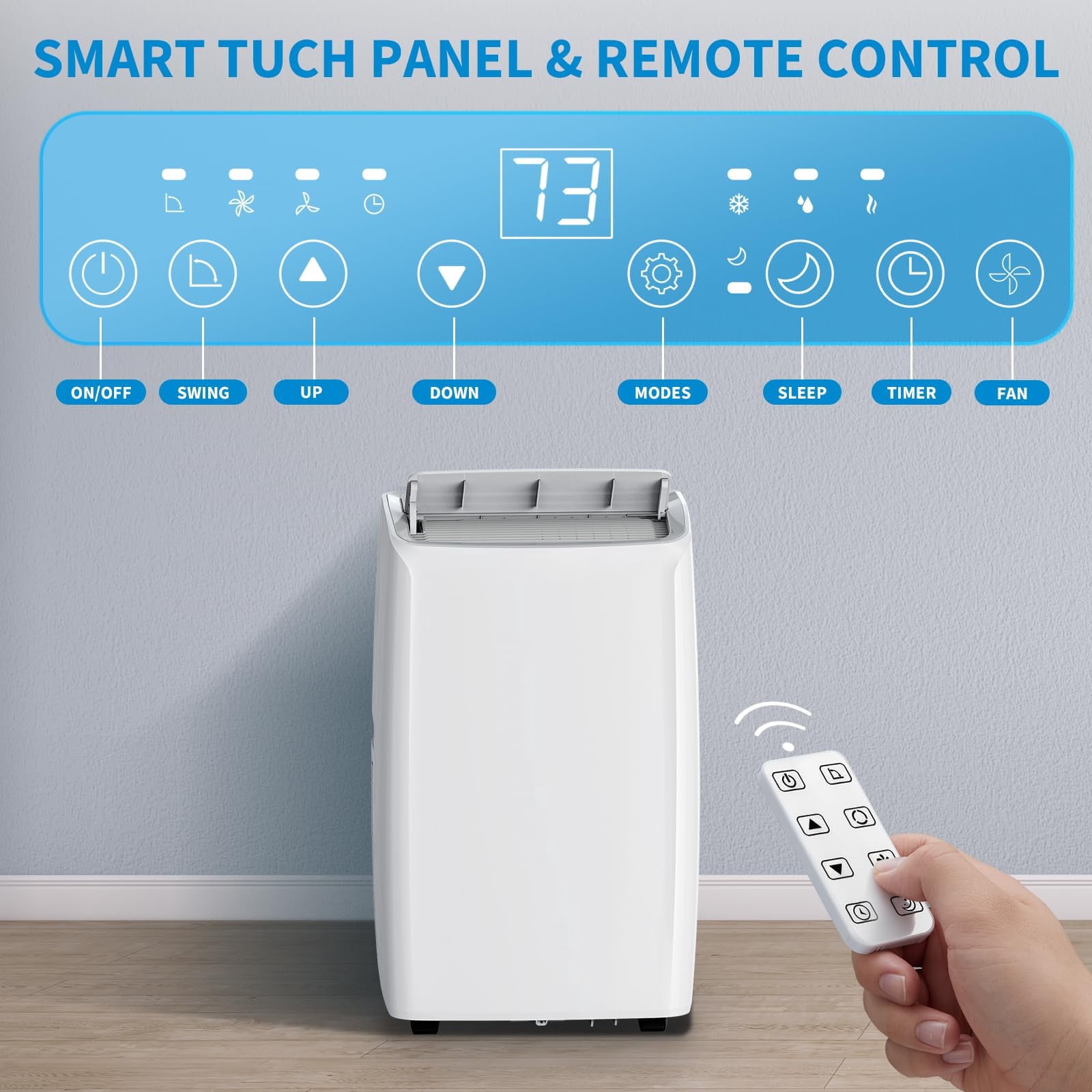 14,000 BTU Portable Smart Air Conditioner, 4-In-1 Remotely Controlled ...