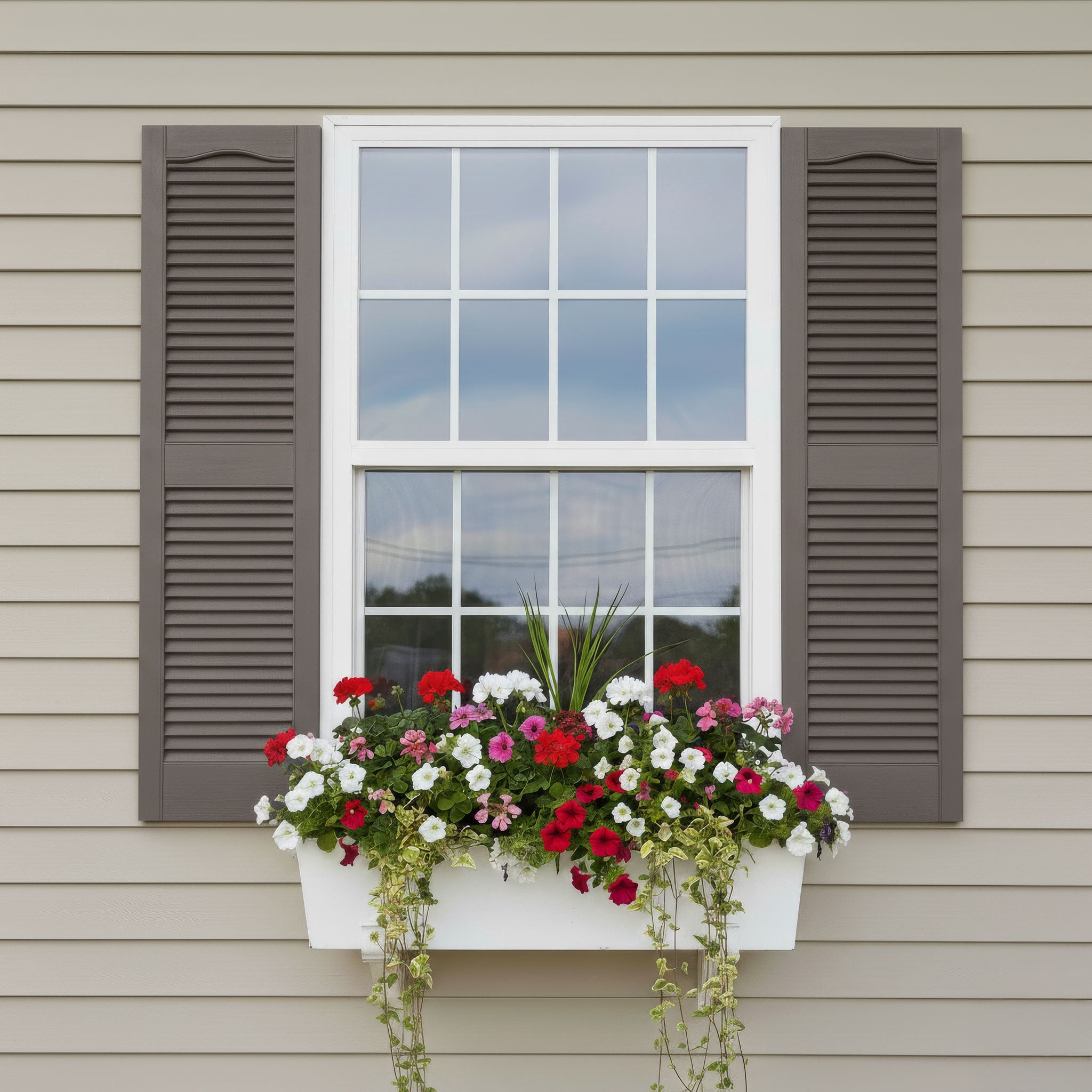 14 1/2"W x 52"H EverColor Open Louver Shutters, w/Installation Shutter ...
