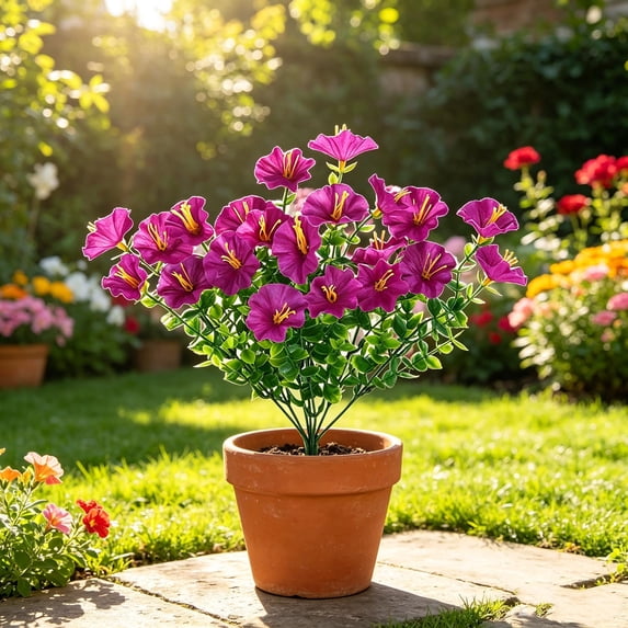 14.11In Artificial Trumpet Vine Flowers Faux Morning Glory Bush Plastic ...
