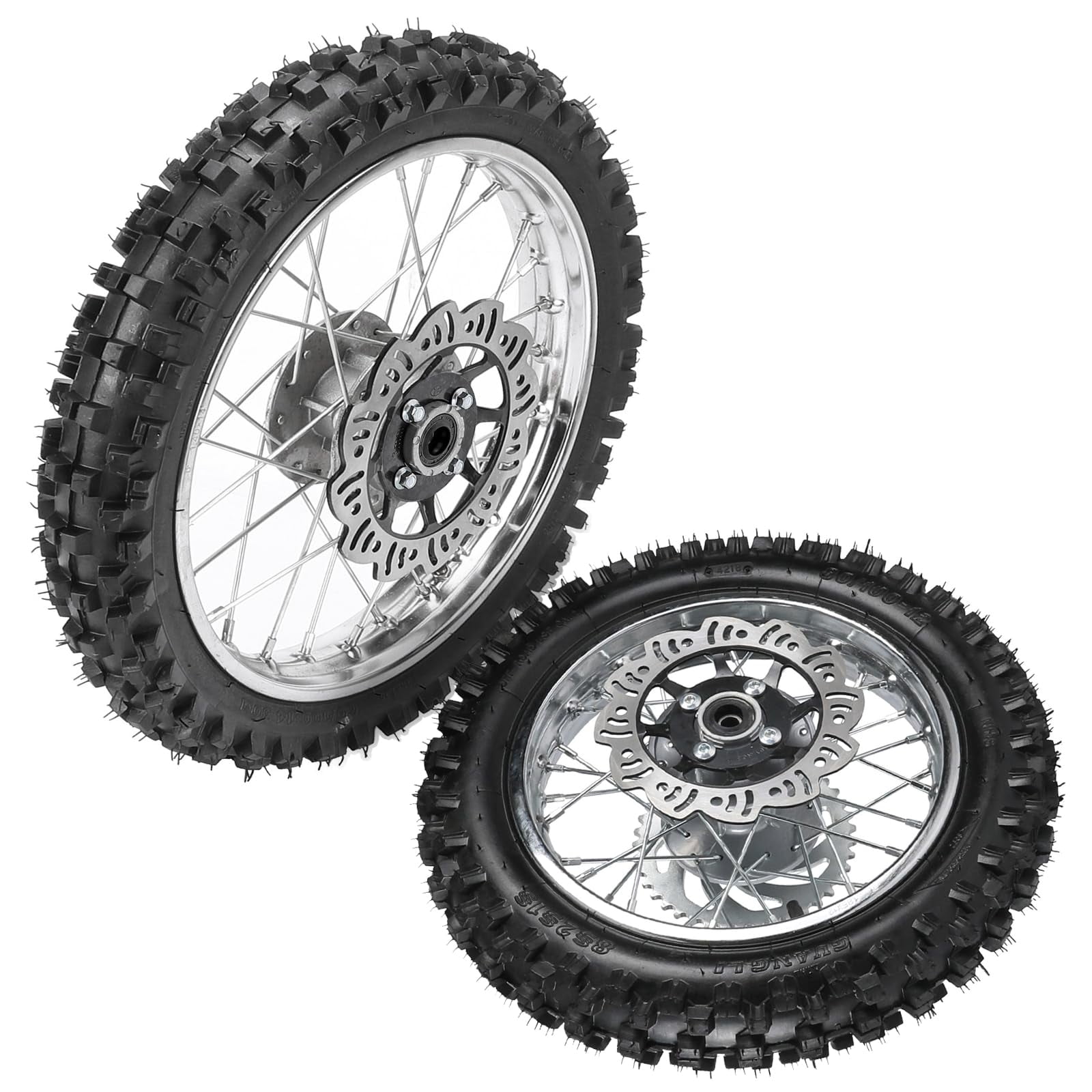 14" and 12" Wheel Assembly, Front 60/100-14 & Rear 80/100-12 Dirt Bike ...