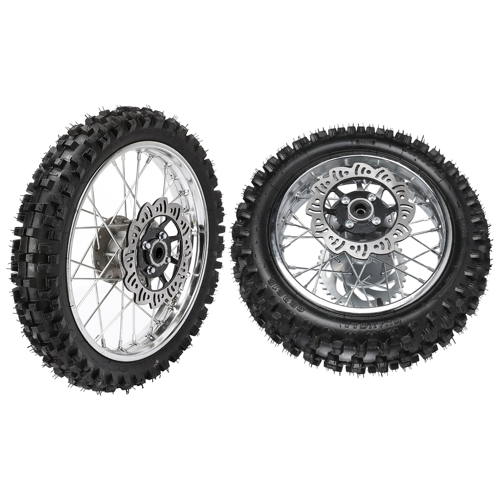 14" and 12" Wheel Assembly, Front 60/100-14 & Rear 80/100-12 Dirt Bike ...