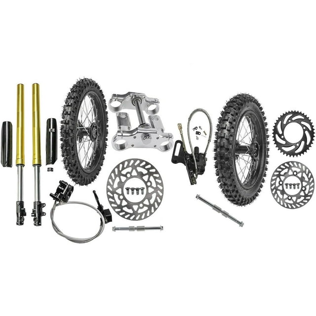 14" 12" Wheel Combo, Front 60/100-14 & Rear 80/100-12 Tire Tube Rim, with 735mm 45/48mm Front ...