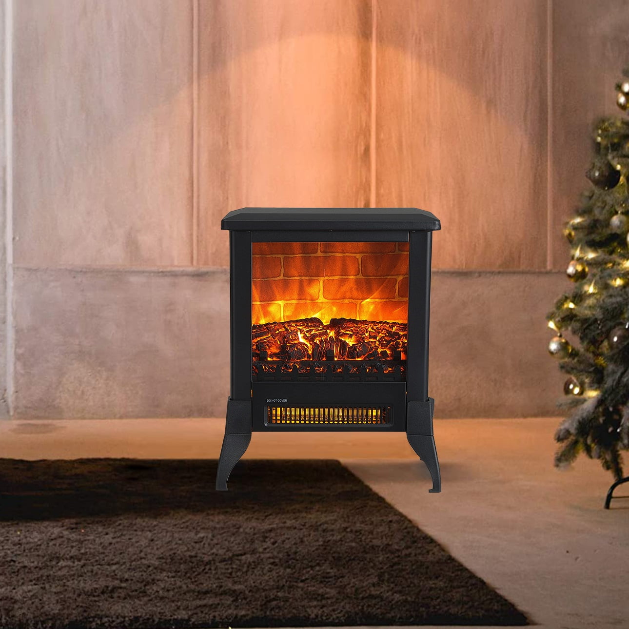 14" 1400W Electric Fireplace Heater, Portable Electric Fireplace Stove ...