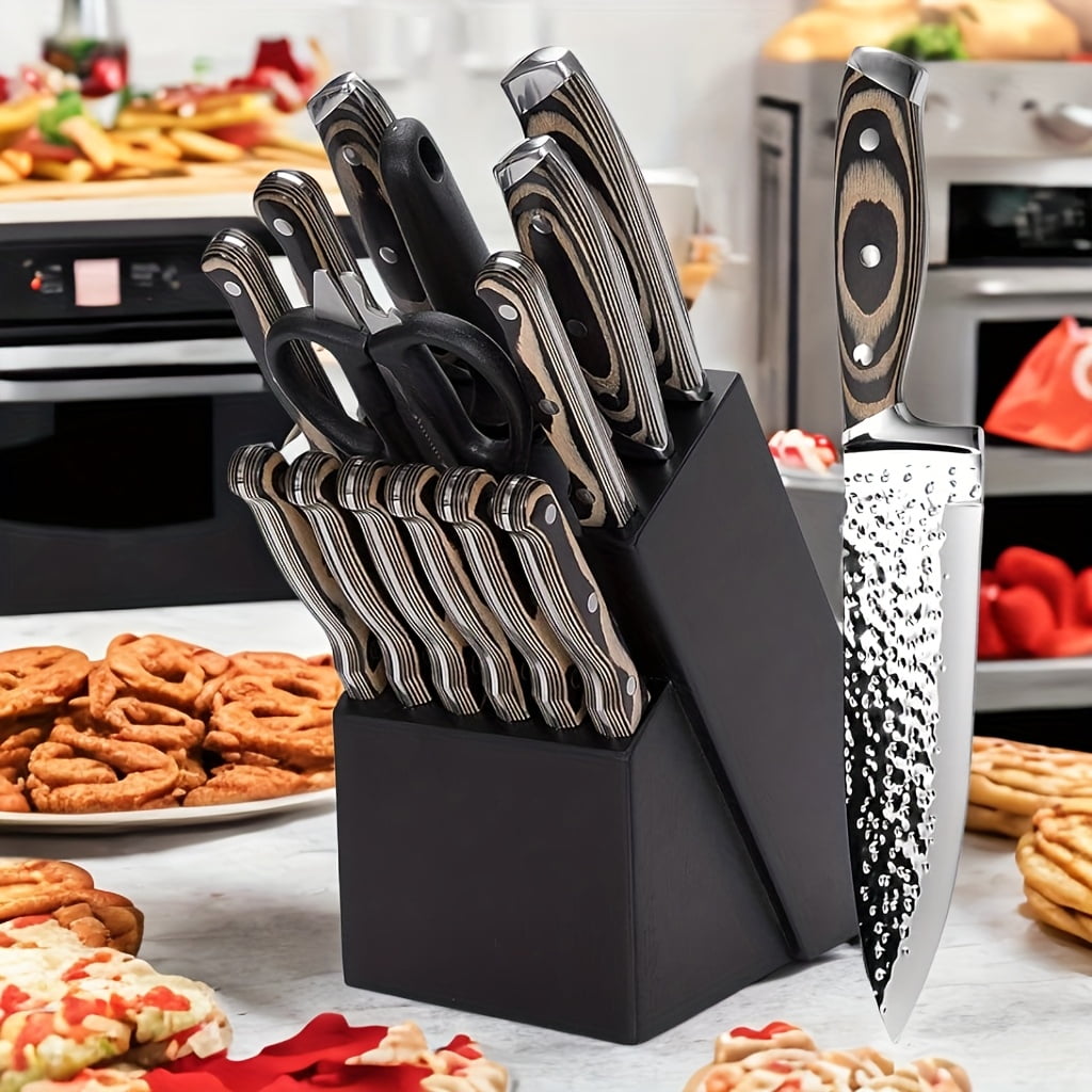 14/15/16PCS Professional Kitchen Knife Set - Hammered Medium Carbon ...