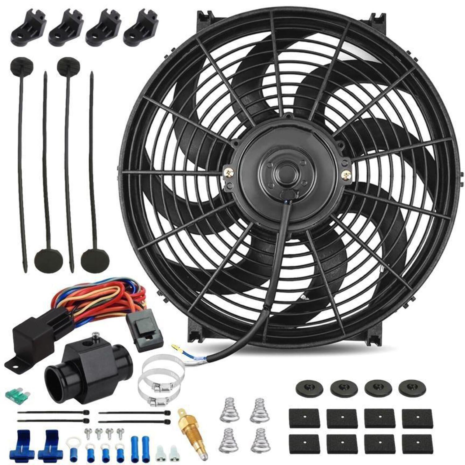 14-15 Inch 130w Electric Fans Radiator In-Hose Grounding Temp Switch ...