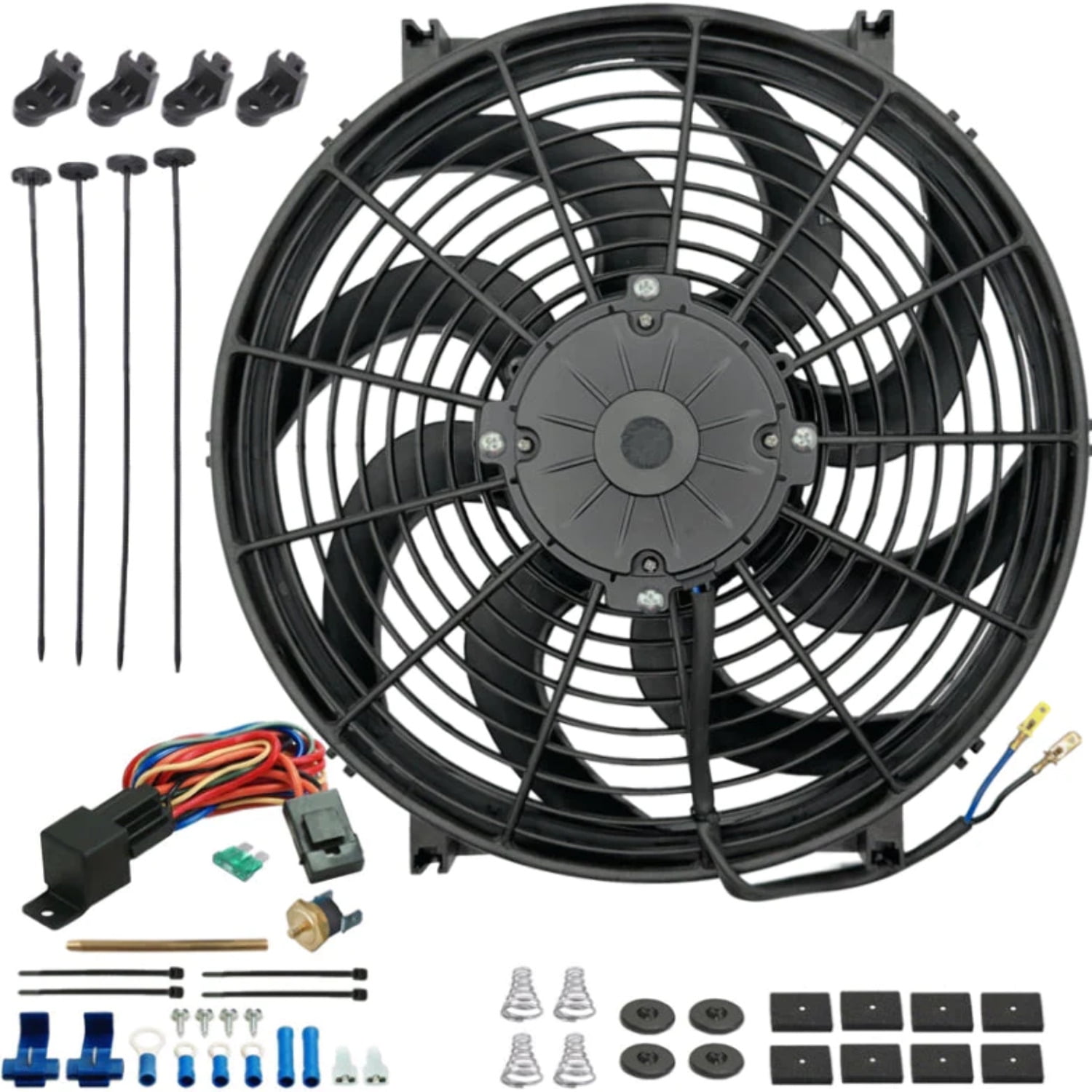 14-15 Inch 180w Electric Cooling Fan Push-In Probe Thermostat Switch ...