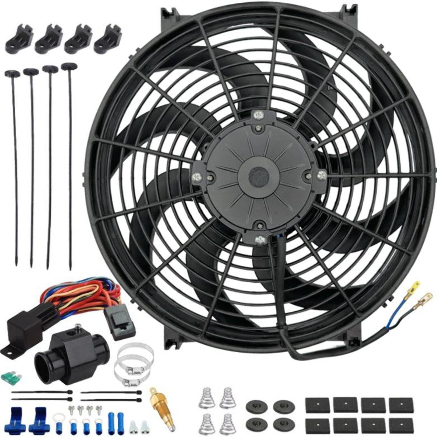 14-15 Inch 180w Electric Fans Radiator In-Hose Ground Thermostat Wiring ...