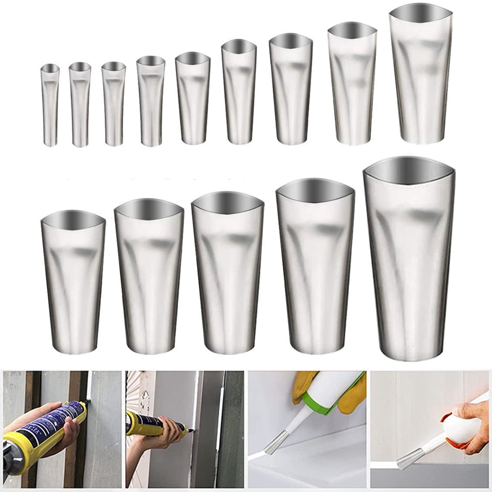 14/16/18/23Pcs/Set Stainless Steel Caulk Nozzle Assorted Size Heavy ...