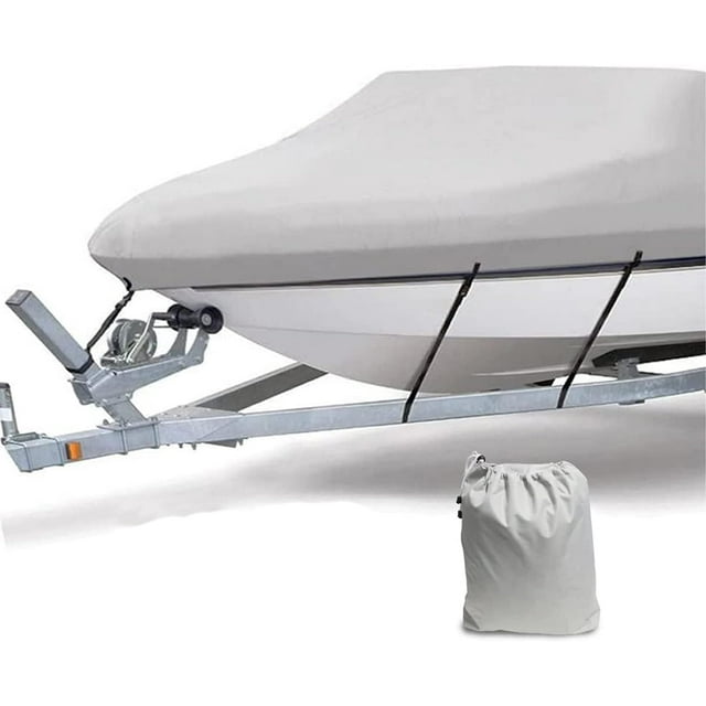 14-16ft Trailerable Heavy Duty Waterproof Boat Cover, 600D Marine Grade ...