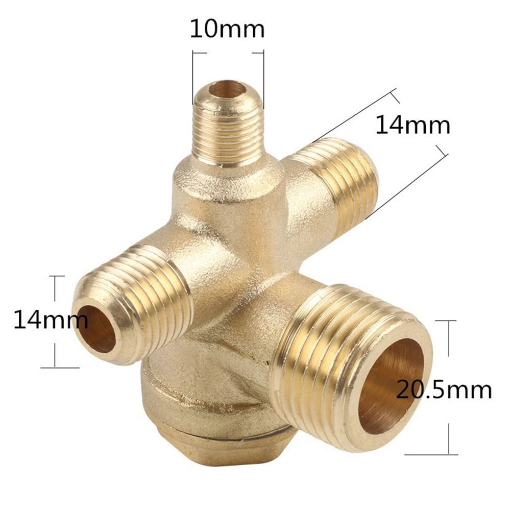 14 16mm Air Compressor 4-Port Brass Male Threaded Check Valve Connector ...