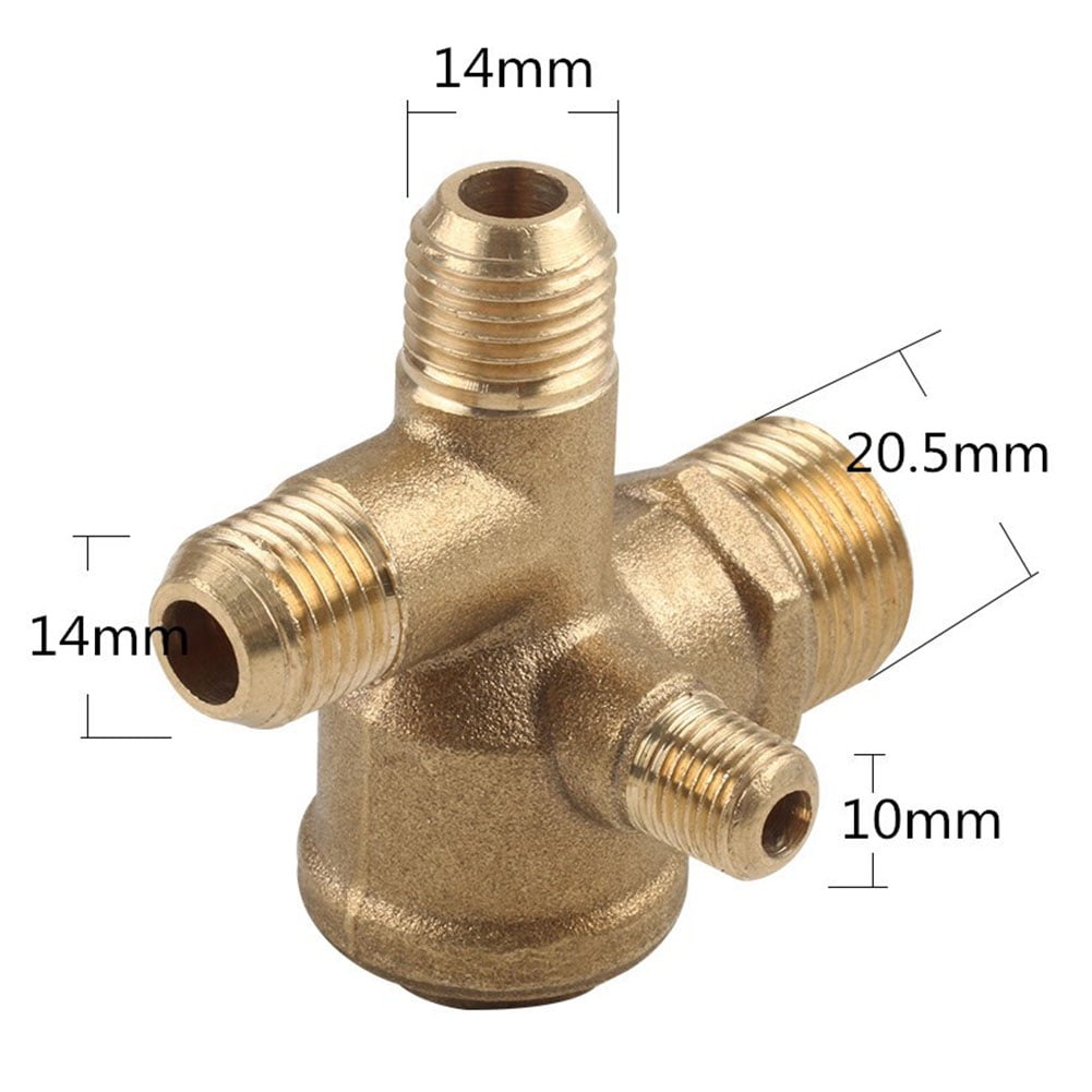 14 16mm Air Compressor 4-Port Brass Male Threaded Check Valve Connector ...