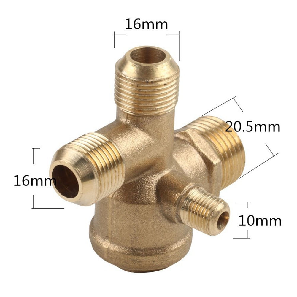 14 16mm Air Compressor 4-Port Brass Male Threaded Check Valve Connector ...