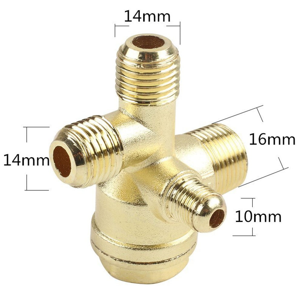 14 16mm Air Compressor 4-Port Brass Male Threaded Check Valve Connector ...