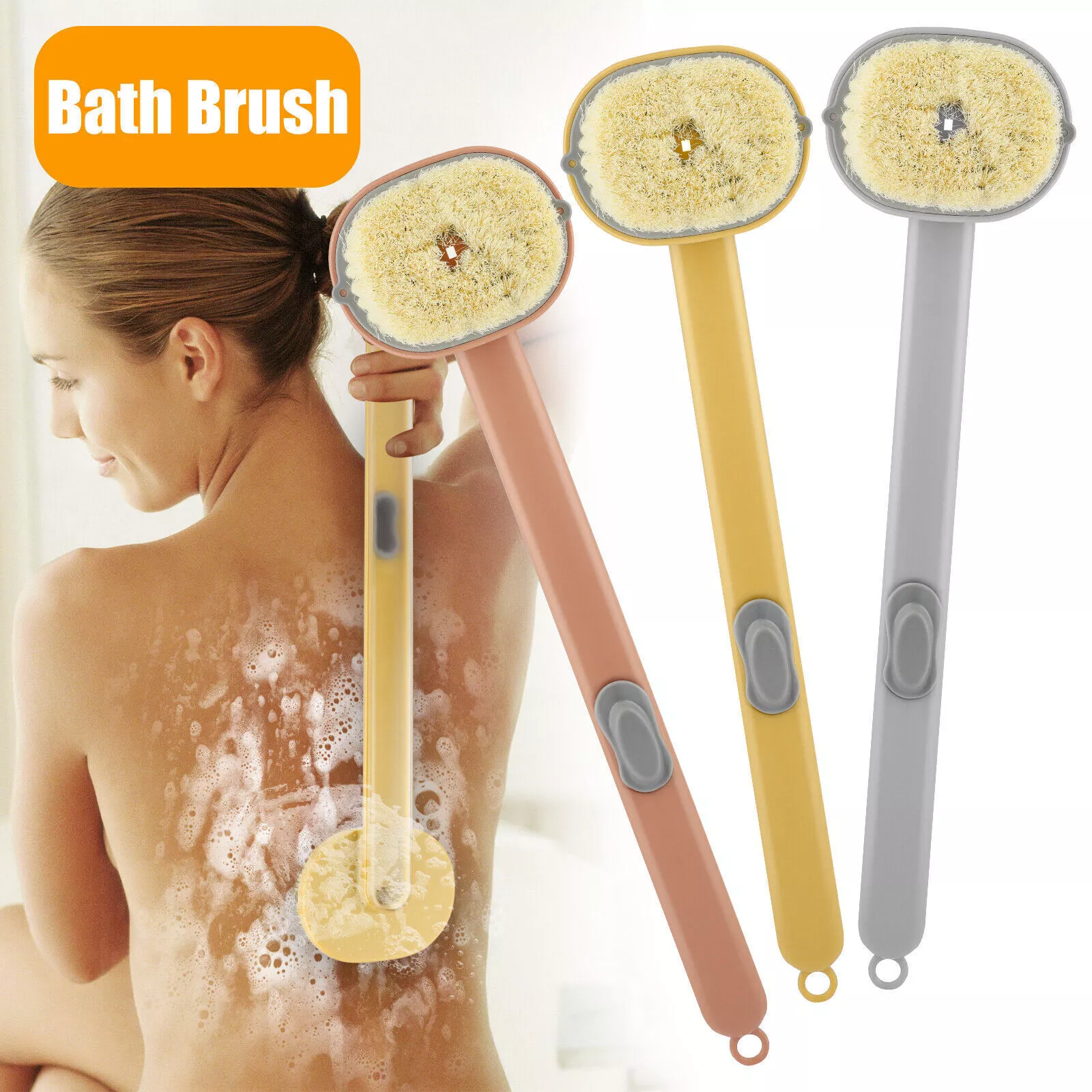 14.2" Long Handle Bath Brush Back Scrubber Body Shower Washer Skin ...