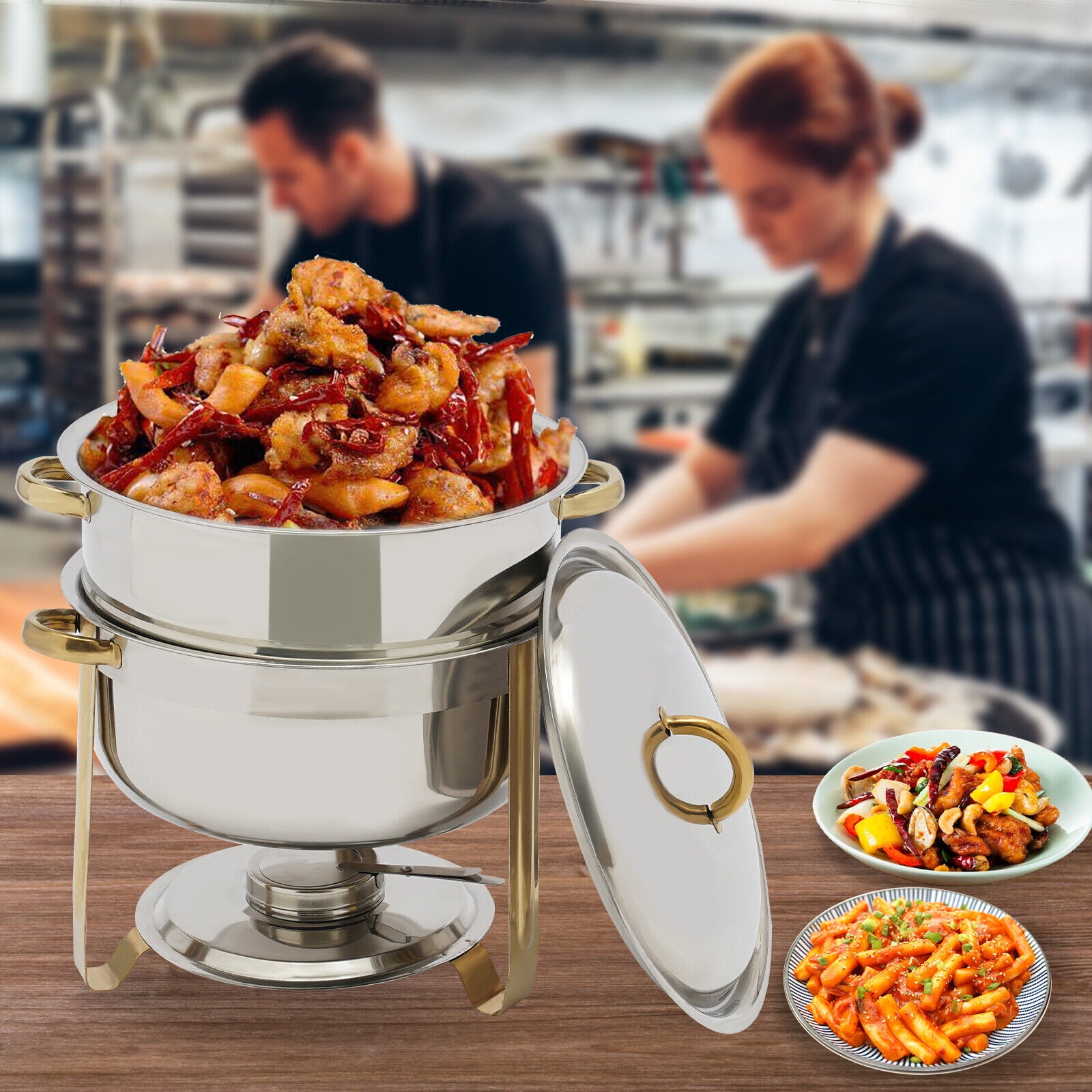 14.2 Qt Stainless Steel Chafing Dish with Dome Lid – Durable Buffet ...