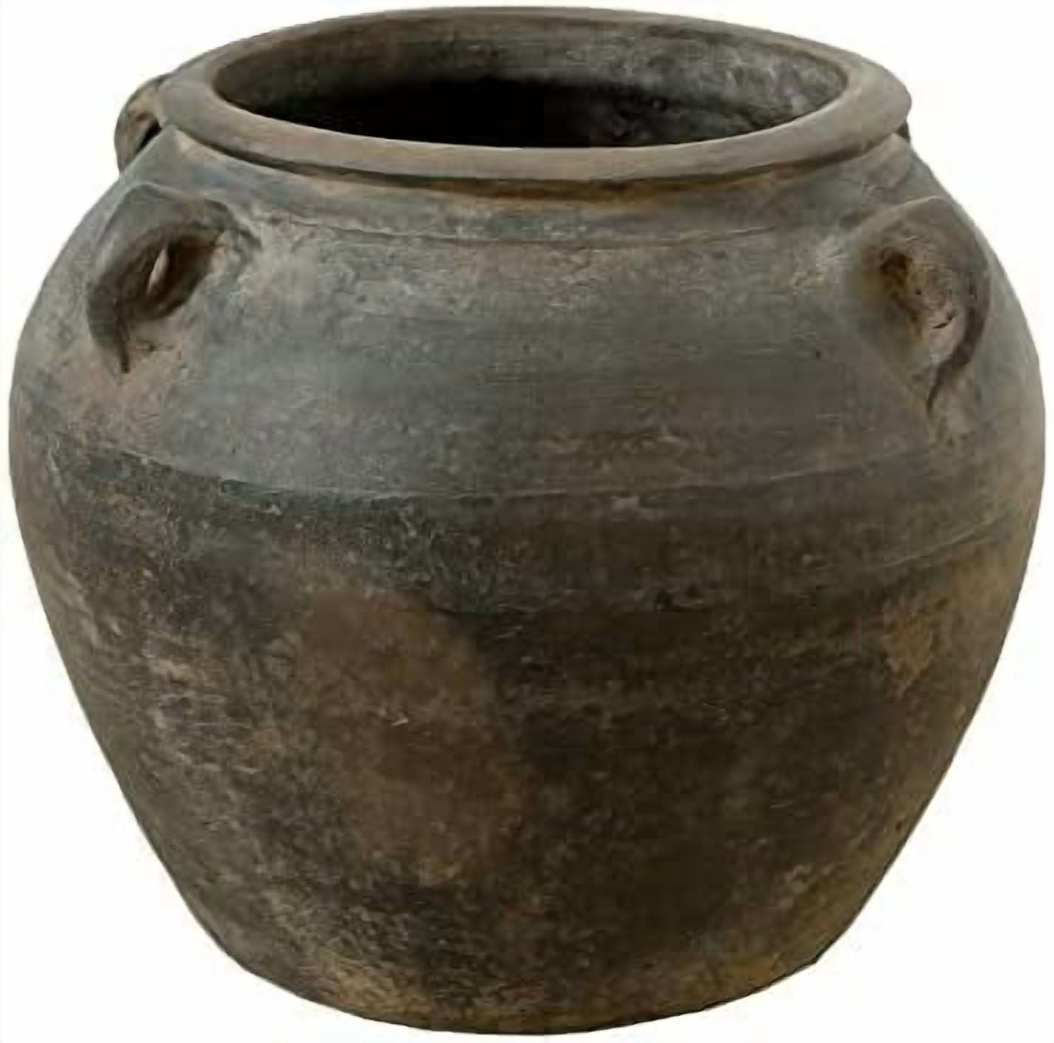 14.2" Wide Large Ceramic Vase, Rustic Pottery Vase with 4 Handles ...