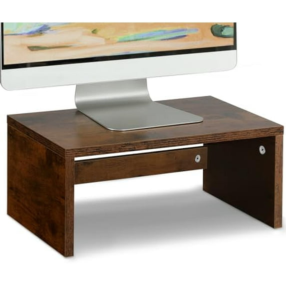 14.2 inch Monitor Stand Riser, Wood Monitor Riser with Storage for Desk ...