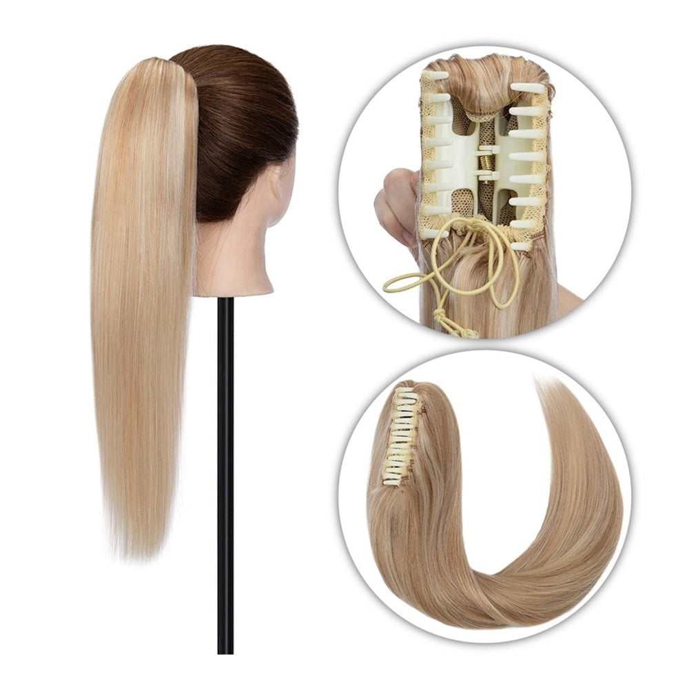 14-22 Inch Long Human Hair Ponytail Claw Clip Ponytail Extension Indian ...
