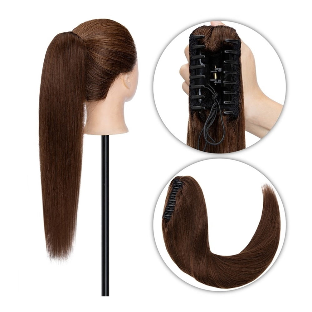 14-22 Inch Long Human Hair Ponytail Claw Clip Ponytail Extension Indian ...