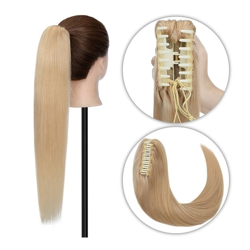 14-22 Inch Long Human Hair Ponytail Claw Clip Ponytail Extension Indian ...