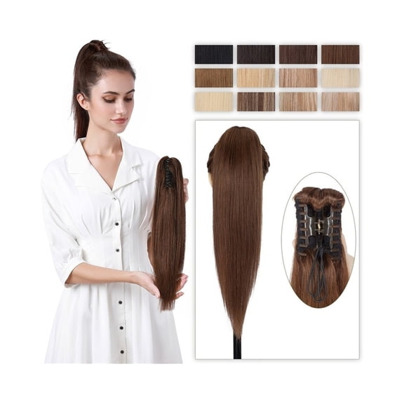 14-22 Inch Real Human Hair Ponytail Hairpiece Claw Clip Ponytail ...