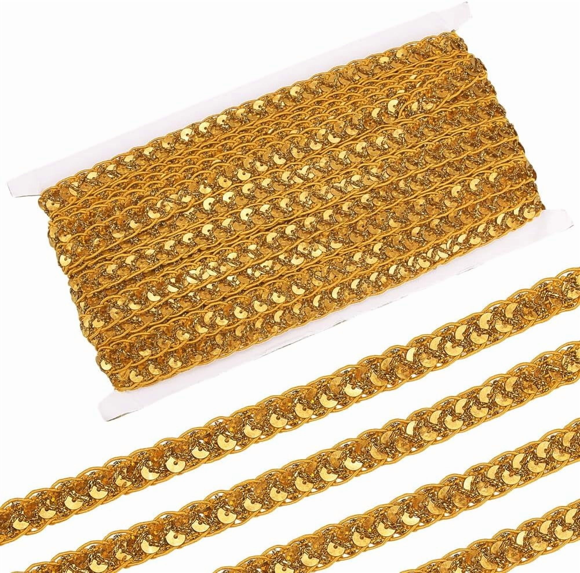 14.22 Yards 1/2 Inch Gold Sequin Ribbon Trim Flat Sequins Beaded Strip ...
