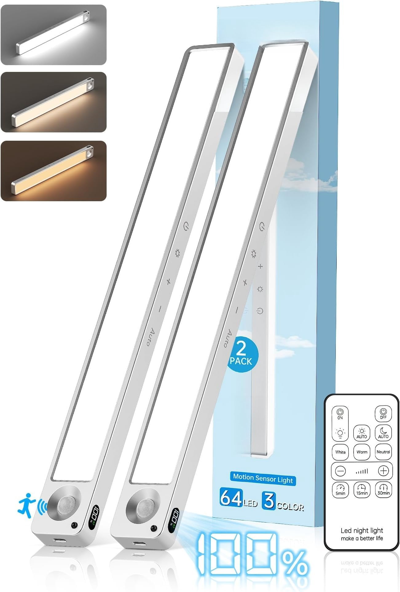 14.2inch Under Cabinet Lighting ,Rechargeable Motion Sensor Light ...