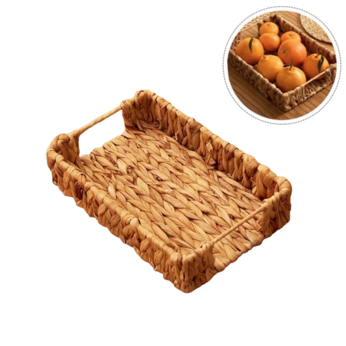 14.2x10.2x2.8" Handwoven Trays,1Pack Portable Wicker Basket Tray ...