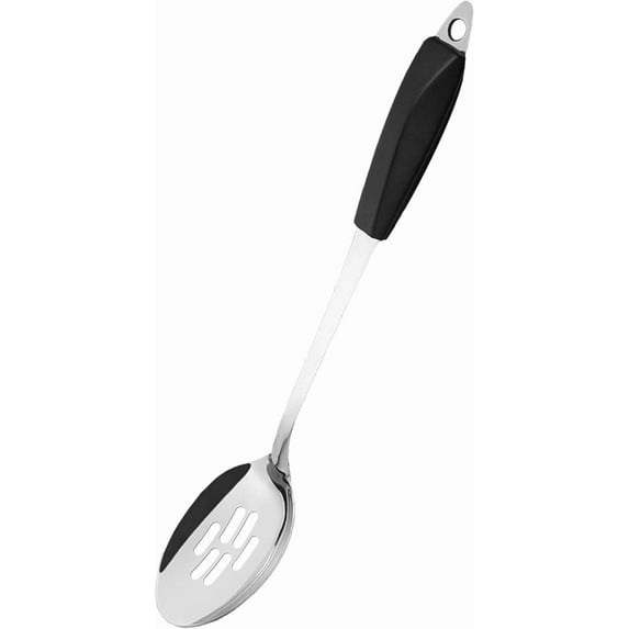14.3-Inch Large Slotted Spoon Stainless Steel Cooking Spoon Long Metal ...