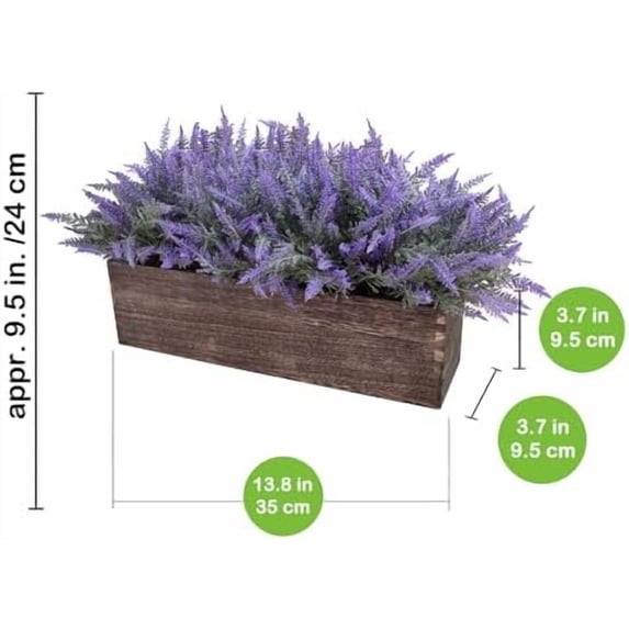 14" Artificial Lavender Flowers Plants in Rectangular Wooden Planter ...