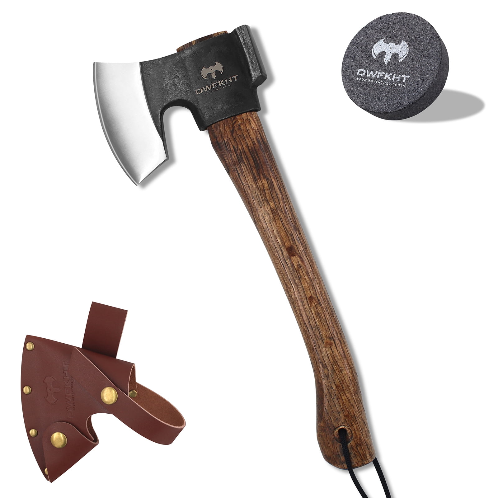 DWFKHT 14.4" Camping Hatchet with Sheath, Hand Forged 1065 Steel Axe ...