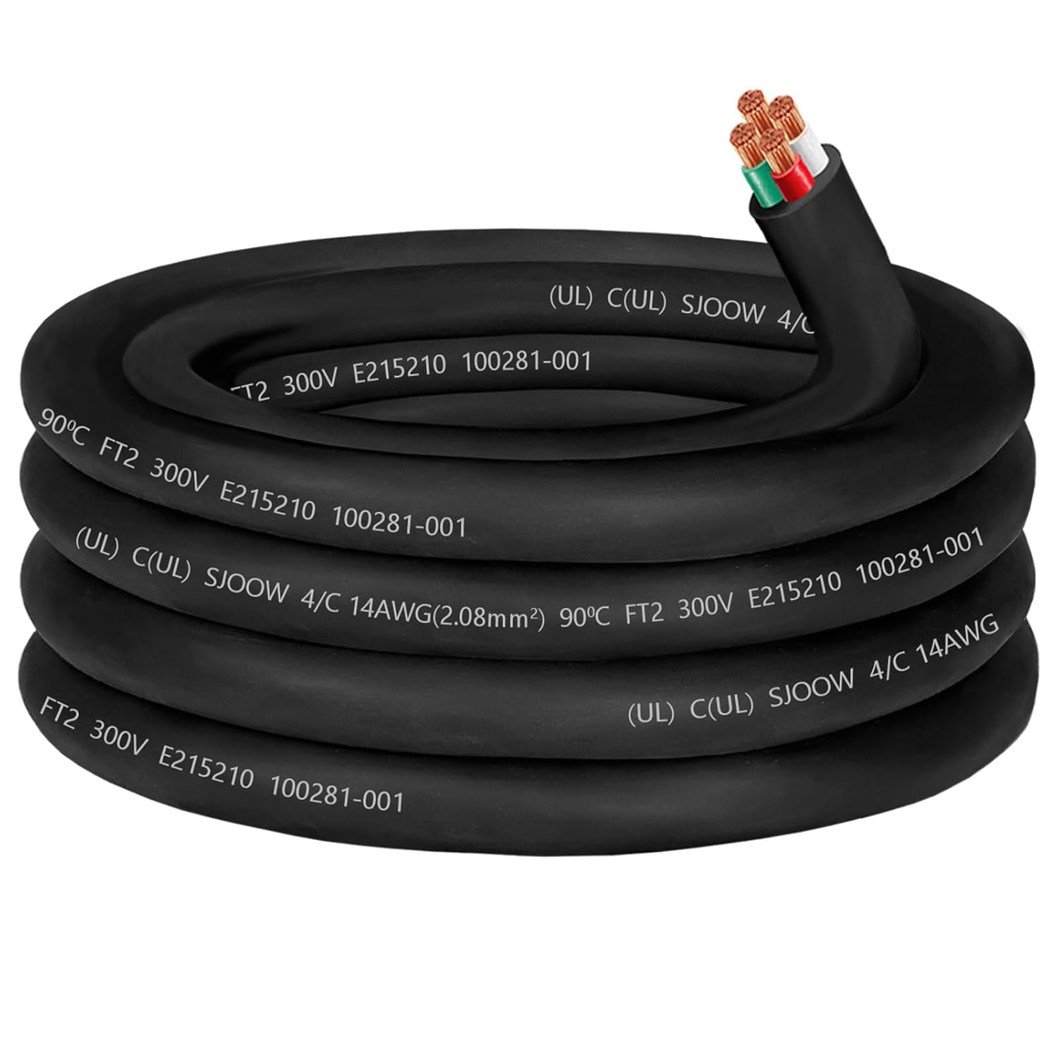 14/4 Wire 14 AWG SJOOW Portable Power Cable,14 Gauge 300V 4 Conductor ...