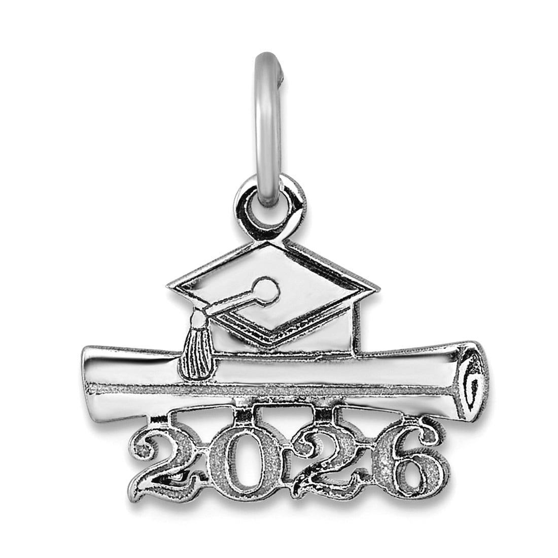 14.45mm 14k White Gold 2026 Graduation Cap and Diploma Charm 26 Inch ...
