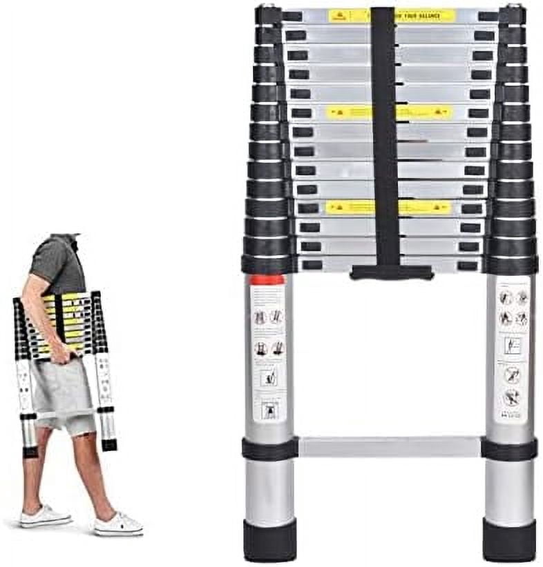 14.4FT Extension Ladder Aluminum Telescoping Ladder with Anti-Slip ...