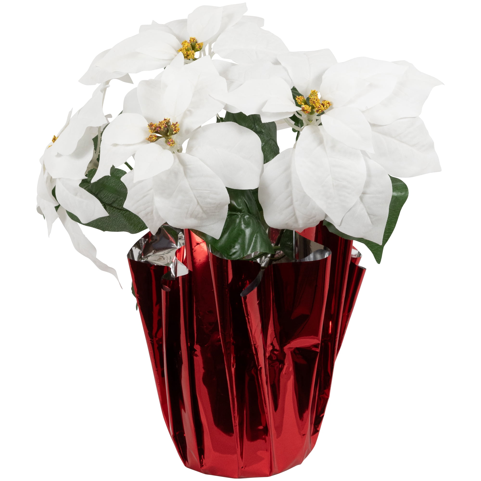 Northlight 14.5" White Artificial Poinsettia Xmas Decor Plastic Flowers - Walmart.com