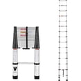 14.5 ft Aluminum Telescoping Extension Ladder with One-Button Slow ...