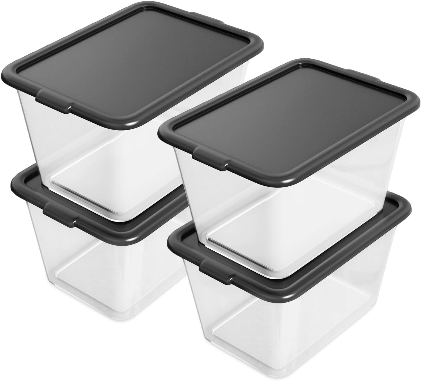 14.5-gal. Reusable Stacking Plastic Storage Containers with Lids, Black ...